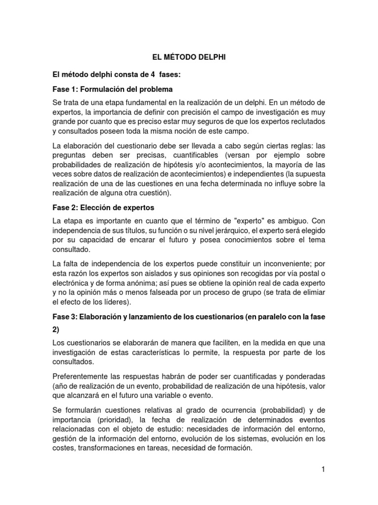 El Método Delphi | PDF | Cuestionario | Estadísticas