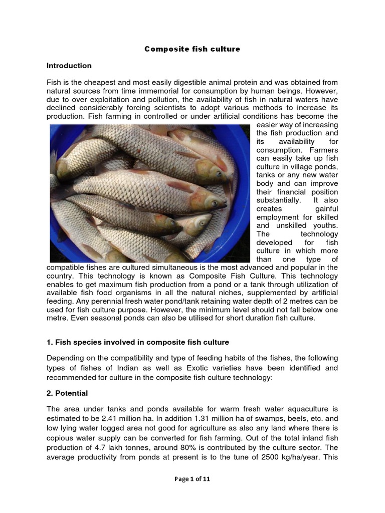 Composite Fish Culture: Page 1 of 11 | PDF | Fertilizer | Soil