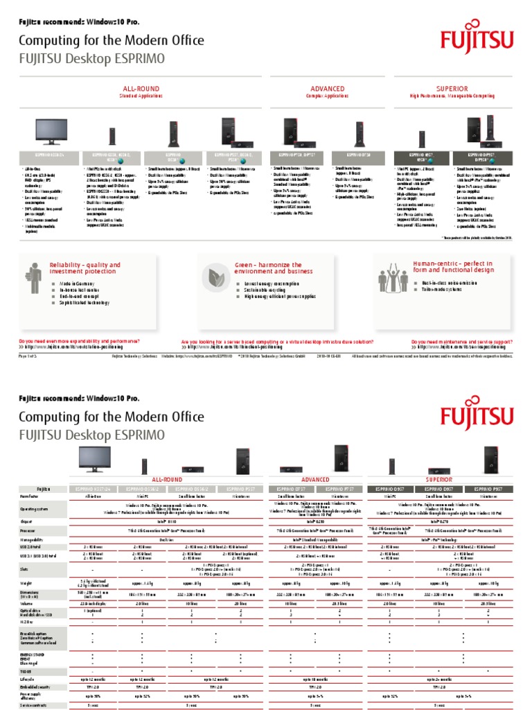 Fujitsu Desktop Esprimo: Computing For The Modern Office | PDF | Desktop Computer | Personal ...