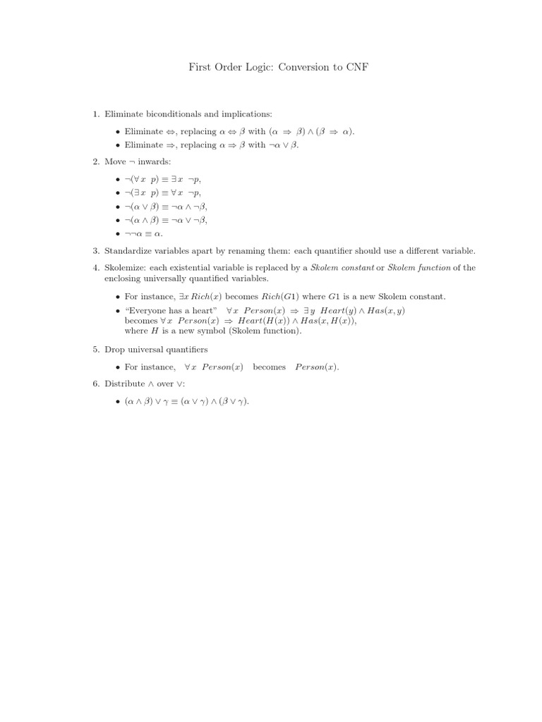 FOL to CNF Conversion Guide | PDF | Computers