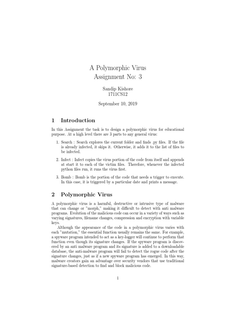 Report On Polymorphic Virus Code | PDF | Computer Virus | Antivirus ...