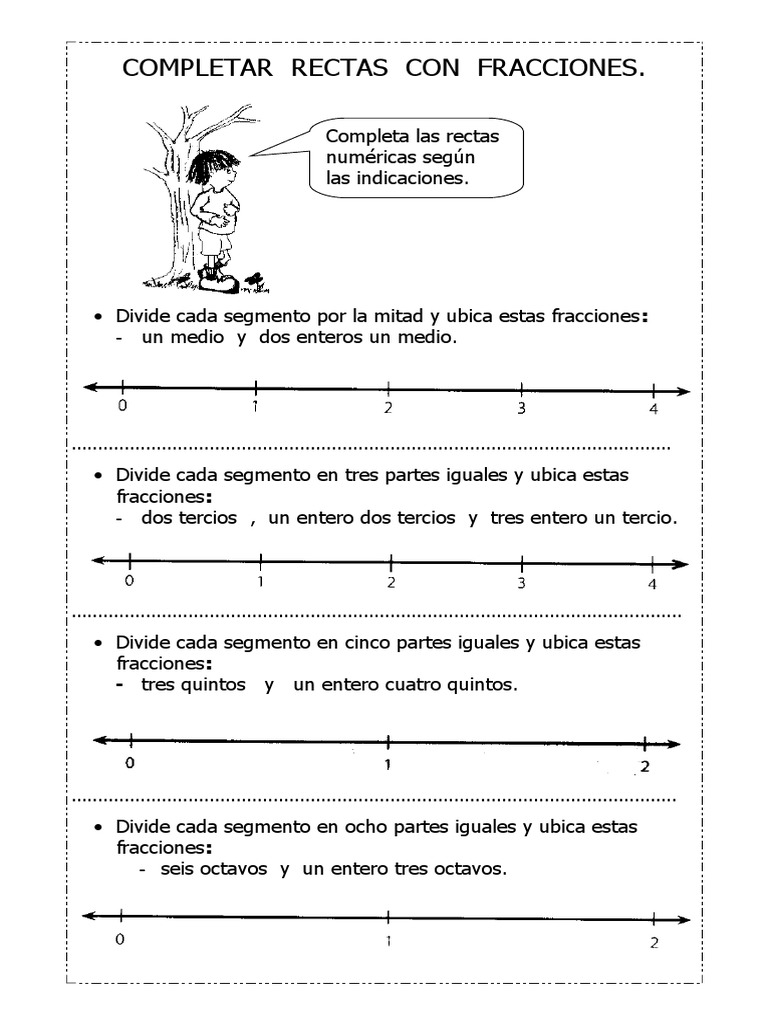 Completar Rectas Numéricas con Fracciones | PDF