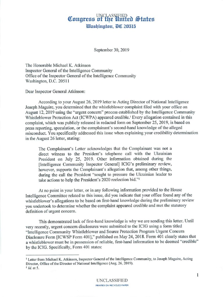 House GOP Letter To ICIG | PDF