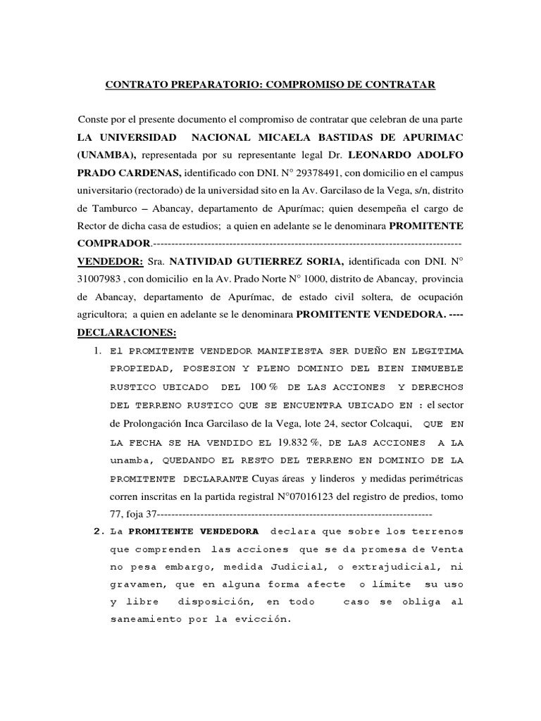 Contrato Preparatorio | PDF | Gobierno | Justicia