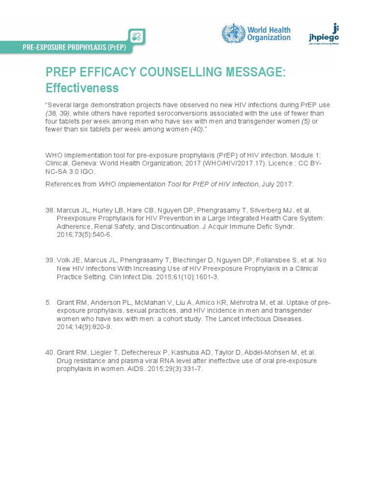 Prep Efficacy Counselling Message: Effectiveness | PDF