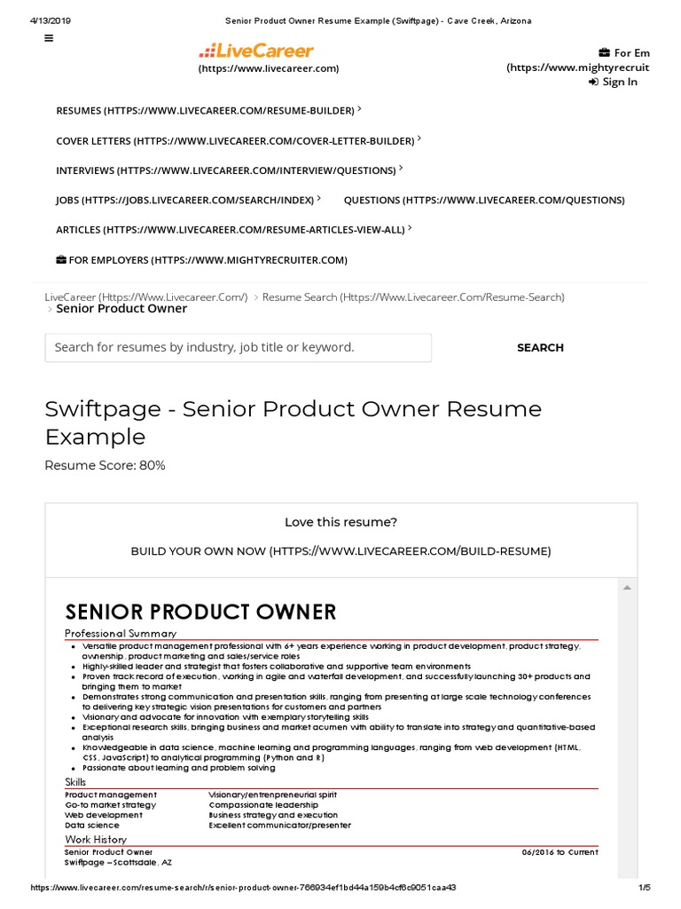 Product Owner Sample Resume | PDF | Strategic Management | Software As ...