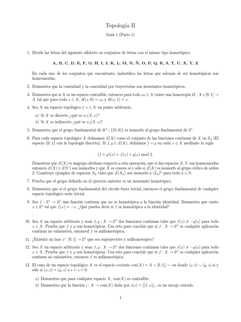 Problemas de Topología Algebraica | PDF | Topología | Función (Matemáticas)