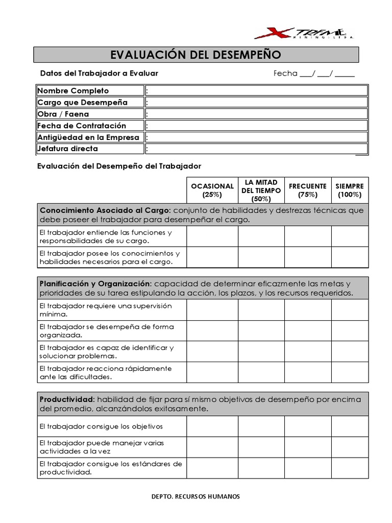 Formato Evaluacion Del Desempeno | PDF | Gestión de recursos humanos | Business