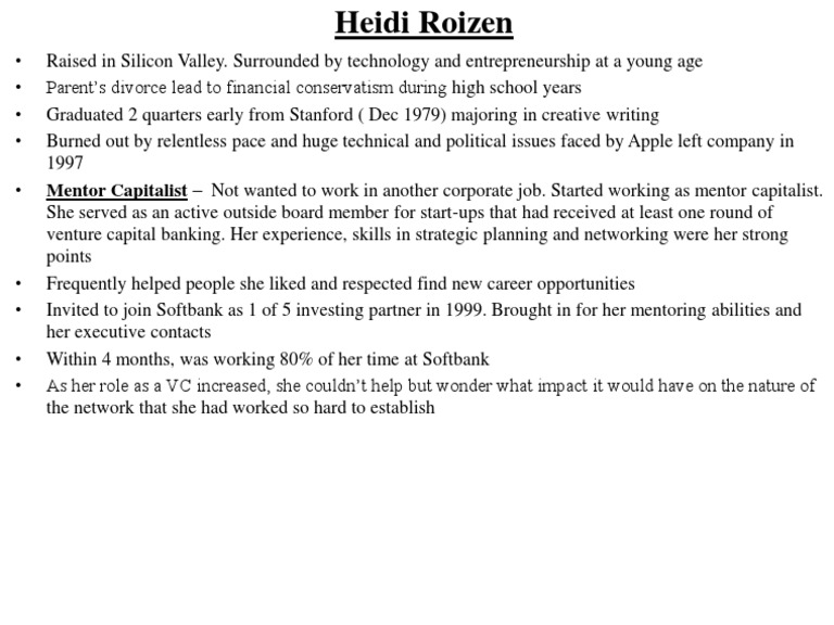 Heidi Roizen: Mentor Capitalist Journey | PDF