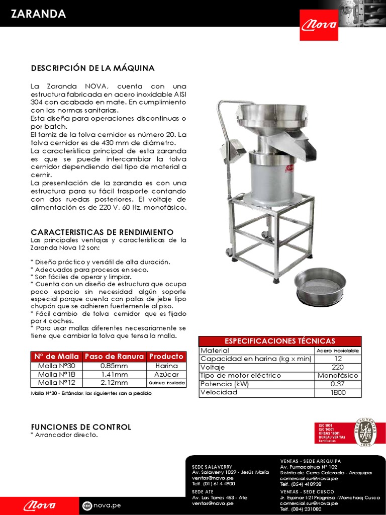 Ficha Tecnica Zaranda | PDF | Acero | Naturaleza