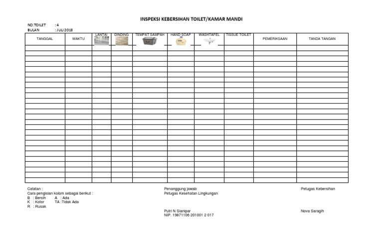 Inspeksi Kebersihan Toilet | PDF