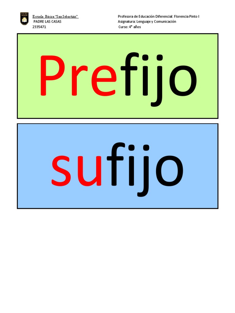 Prefijos y Sufijos en Lenguaje | PDF | Maestros | Cognición