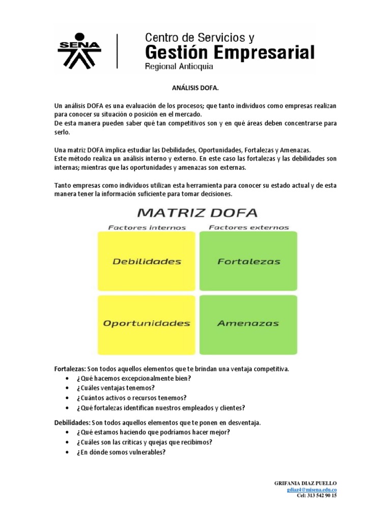 Analisis Dofa | PDF | Análisis FODA | Cognición
