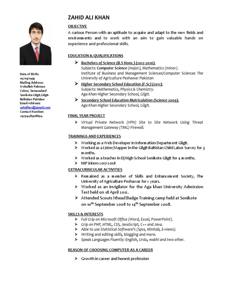 Zahid Alikhan CV 1 | PDF | Computing | Computing And Information Technology