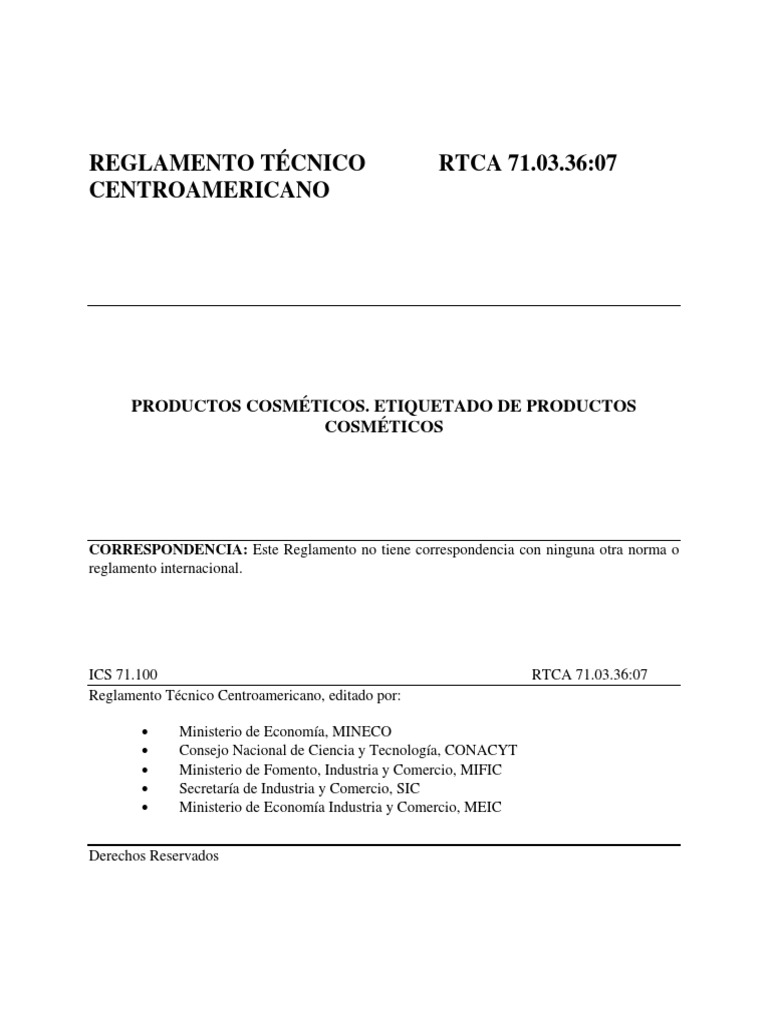 Rtca 71 03 3607 Etiqueta Productos Cosmeticos PDF | PDF | Centroamérica ...