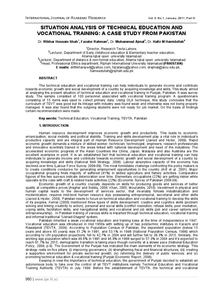 Tevt Situation Analysis of Technical Education 2019 | PDF | Vocational ...