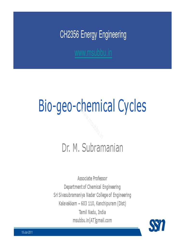 Bio-Geo-Chemical Cycles: Dr. M. Subramanian | PDF | Carbon Dioxide ...