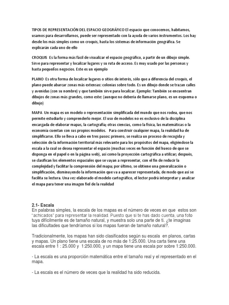 Tipos de Representación Del Espacio Geográfico El Espacio Que Conocemos ...