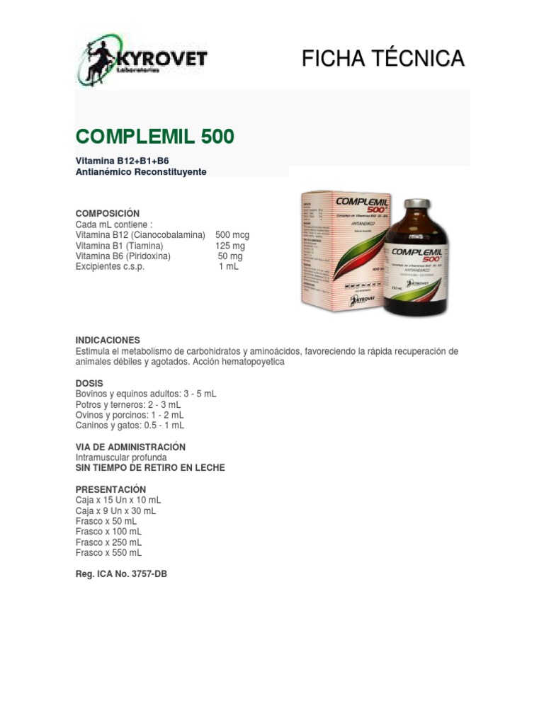 Dosis y uso de Complemil 500 | PDF