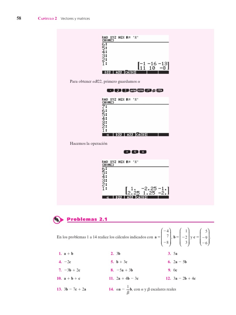 Operaciones con vectores y matrices | PDF | Matriz (Matemáticas) | Vector Euclidiano