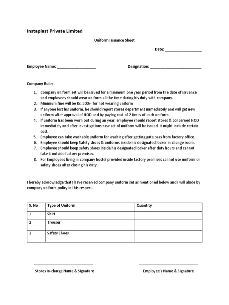 Instaplast Private Limited: Uniform Issuance Sheet Date | PDF | Business