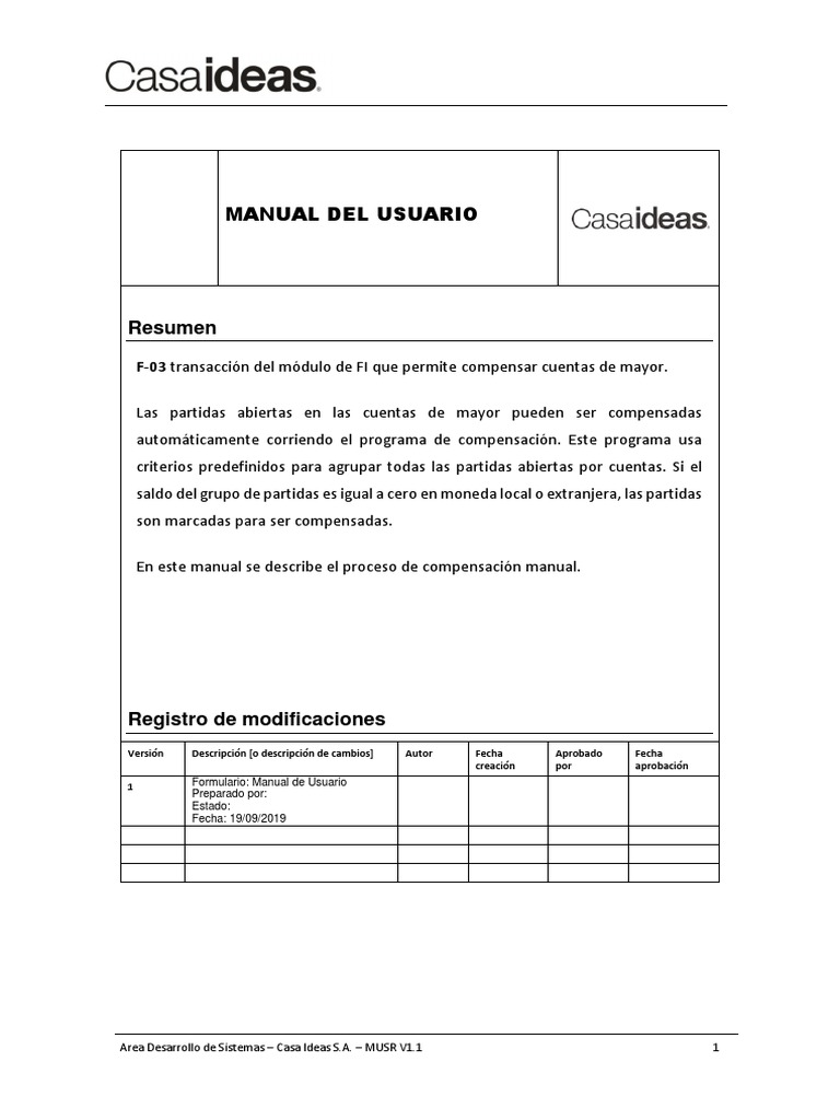 For - Manual de Usuario F-03 Compensación de Cuentas de Mayor | PDF | Point and Click | Software