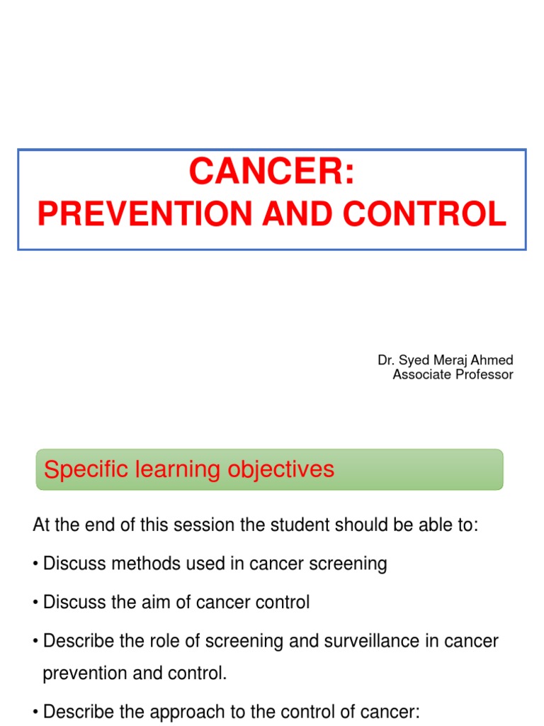 Cancer Prevention and Control | PDF | Screening (Medicine) | Cancer
