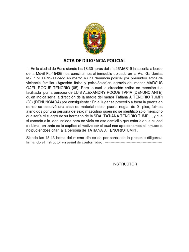 Acta de Diligencia Policial | PDF