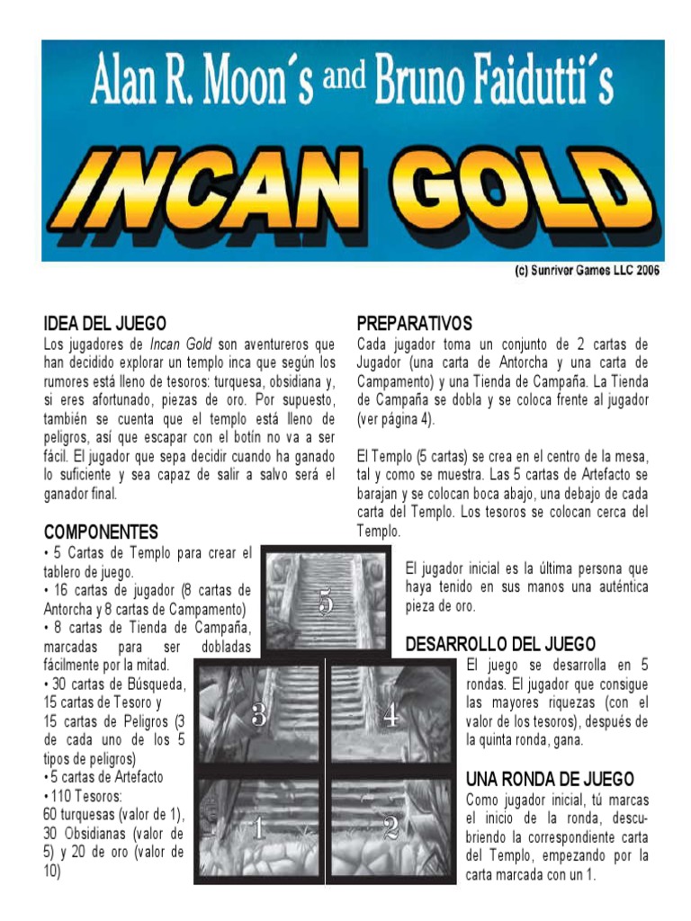 Incan Gold: Aventura en el Templo Inca | PDF | Ocio