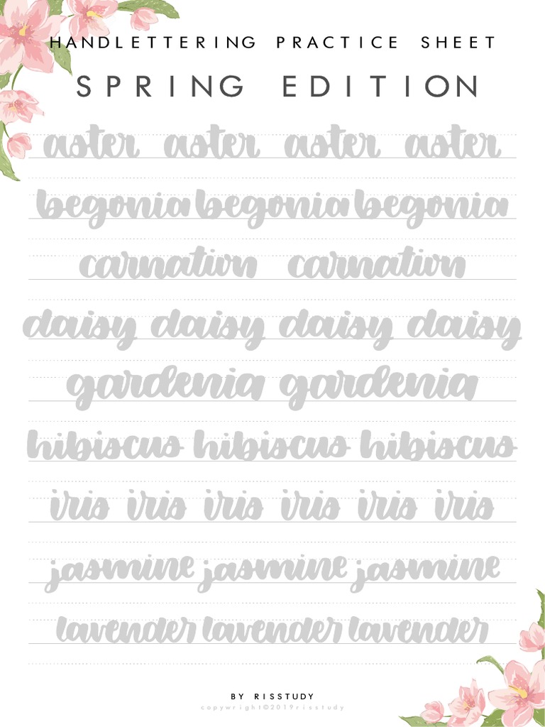 Spring Edition: Handlettering Practice Sheet | PDF