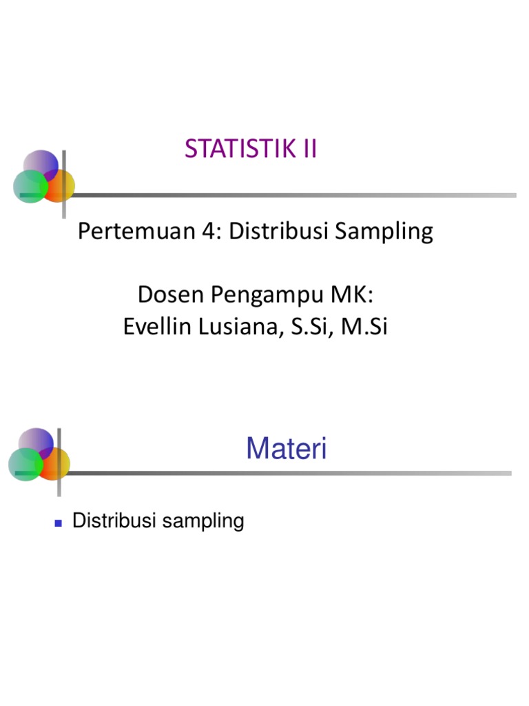 Statistika II Pertemuan 4 Distribusi Sampling | PDF