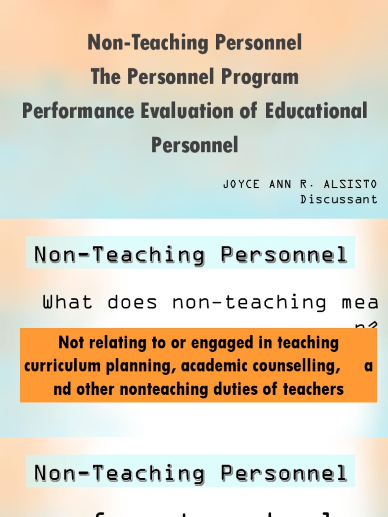 Non-Teaching Personnel The Personnel Program Performance Eval | PDF ...