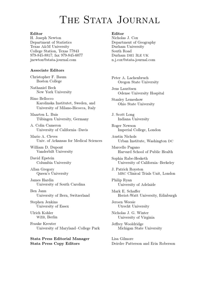 The Stata Journal: DH Le Uk | PDF | Statistics | Science