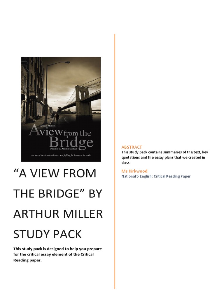A View From The Bridge Study Pack | PDF | Tragedy
