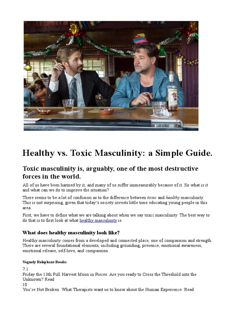 Healthy vs. Toxic Masculinity A Simple Guide | PDF | Masculinity | Emotions
