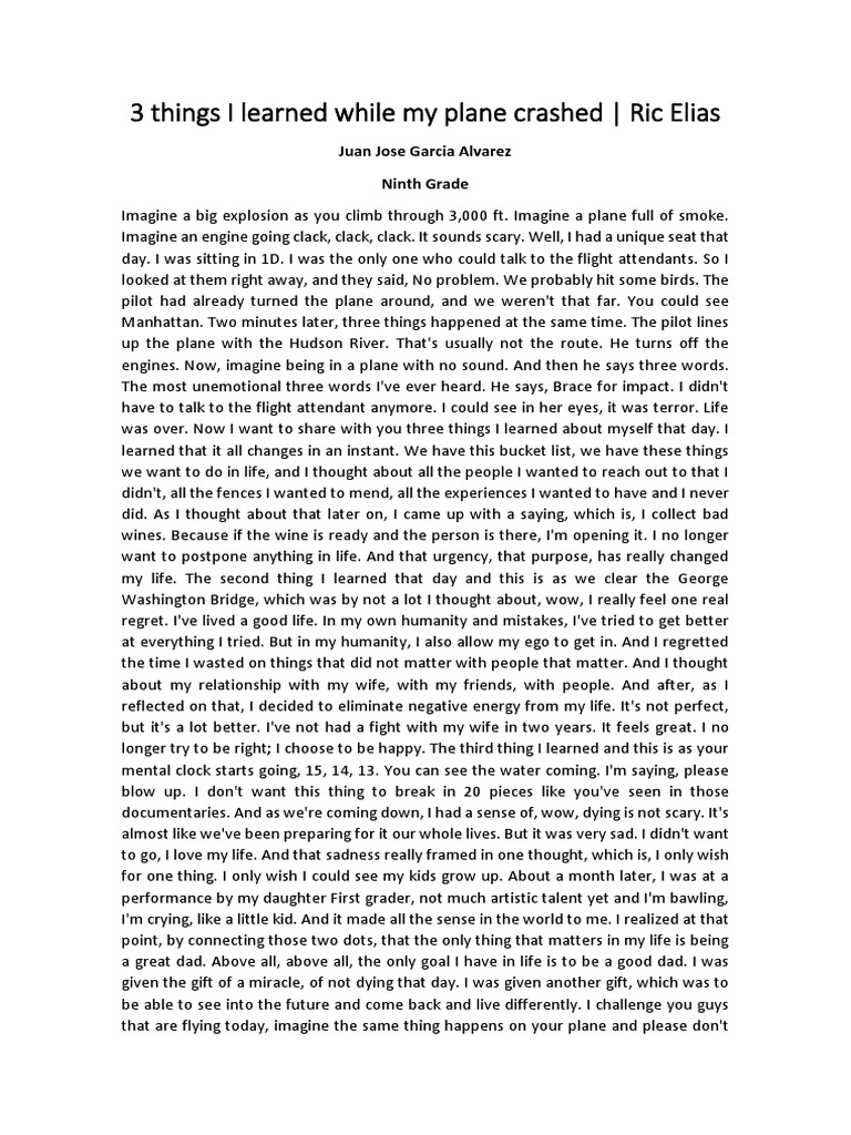3 Things I Learned While My Plane Crashed | PDF