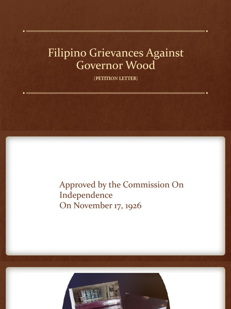 Filipino Petition Against Governor Wood | PDF | United States Senate ...
