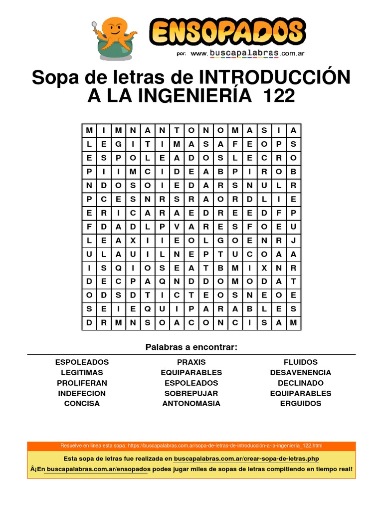 Sopa de Letras de Introducción A La Ingeniería 122 | PDF | Informática ...