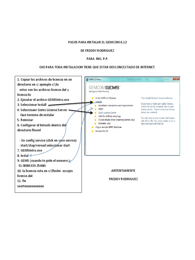 Pasos para Instalar El Gemcom 6 | PDF