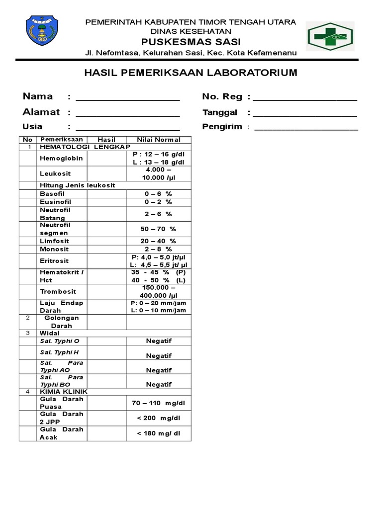 Form Hasil Lab | PDF