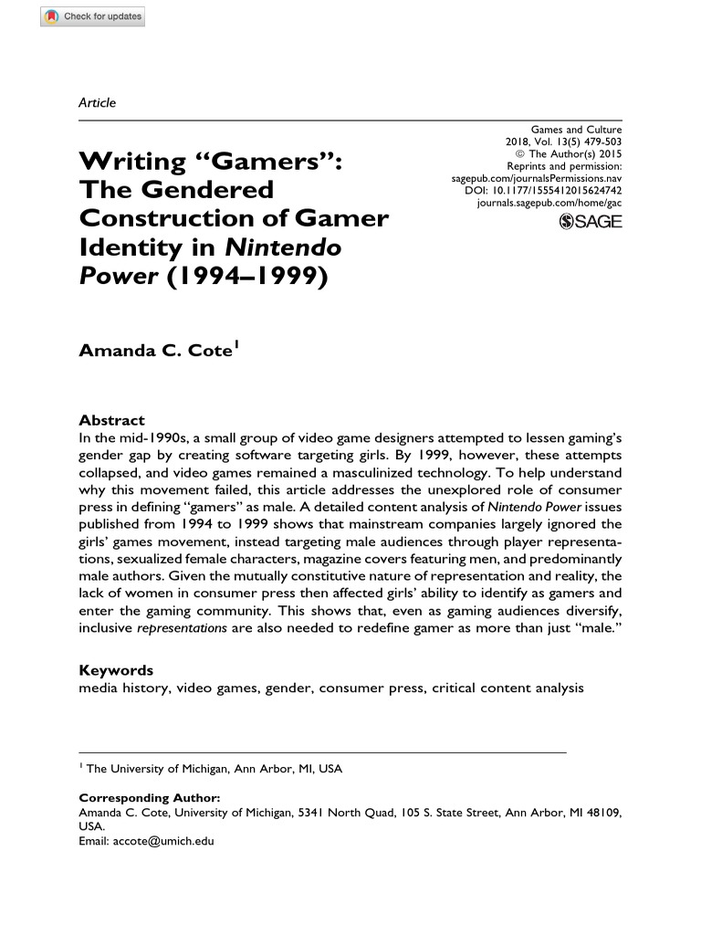 Construction of Gamer Identity | PDF | Video Games | Gender