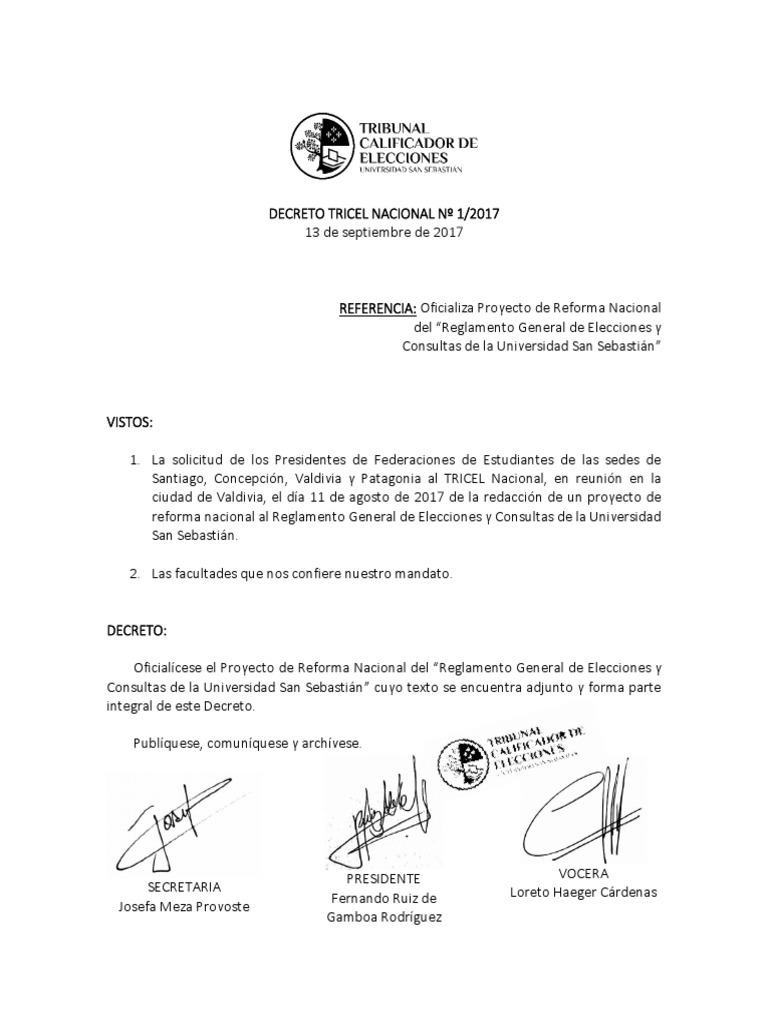 Reglamento Tricel USs | PDF | Votación | Elecciones