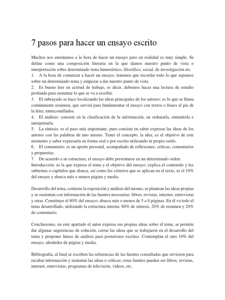 Diez Pasos para Escribir un Ensayo de Investigación Eficaz | PDF ...