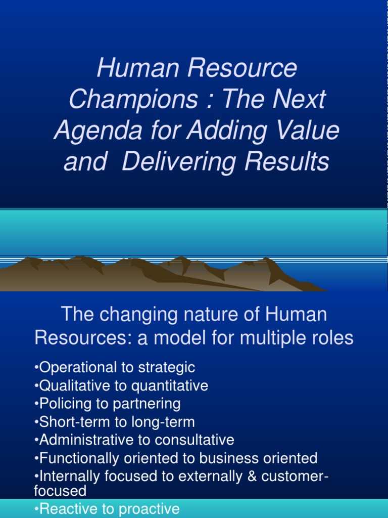 Human Resource Champions: The Next Agenda For Adding Value and Delivering Results | PDF | Human ...