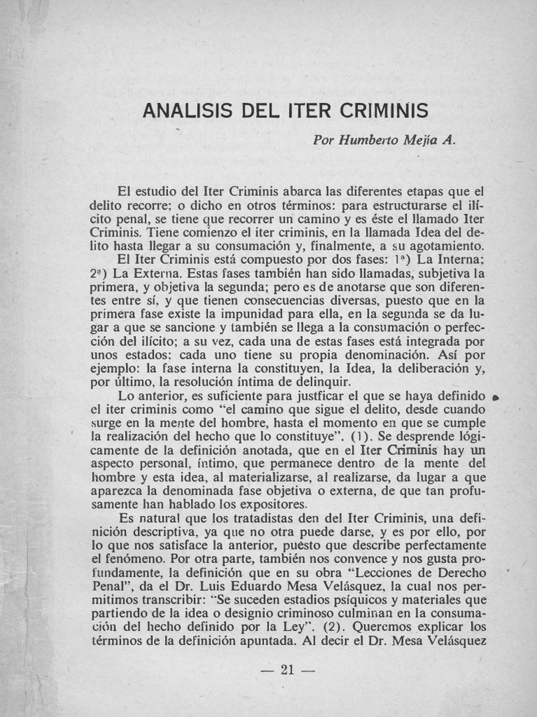 Fases del Iter Criminis en Derecho Penal | PDF | Conspiración | Derecho ...