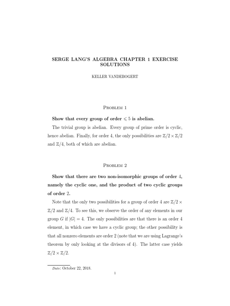Lang Ch1 PDF | PDF | Index Of A Subgroup | Group (Mathematics)