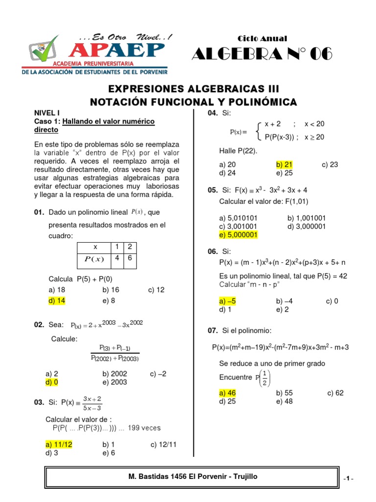 06. Notación Funcional y Polinómica - Algebra | Álgebra abstracta | Álgebra