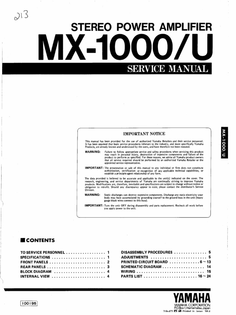 Yamaha mx-1000 1000u SM | PDF