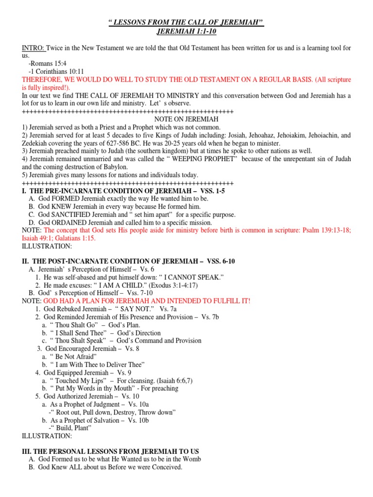 Lessons from the Call of Jeremiah: Understanding God's Sovereign Plan ...