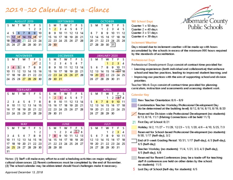 2019-20 School Year Calendar | PDF | Education Theory | Behavior ...